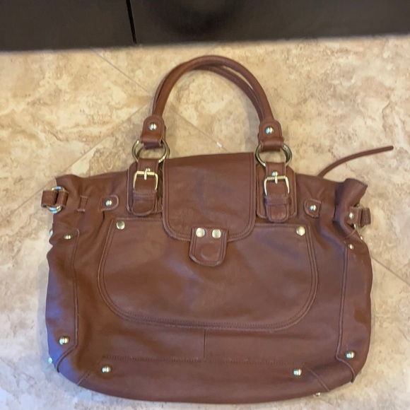 Linea Pelle | Bags | Linea Pelle Brown Leather With Gold Hardware Bag ...